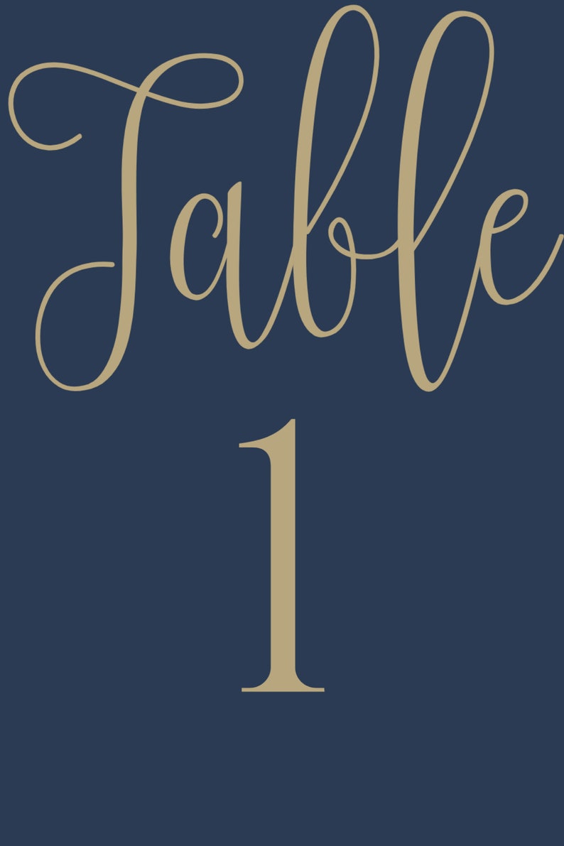 Blue and Gold Table Number Template Wedding Printable Navy - Etsy