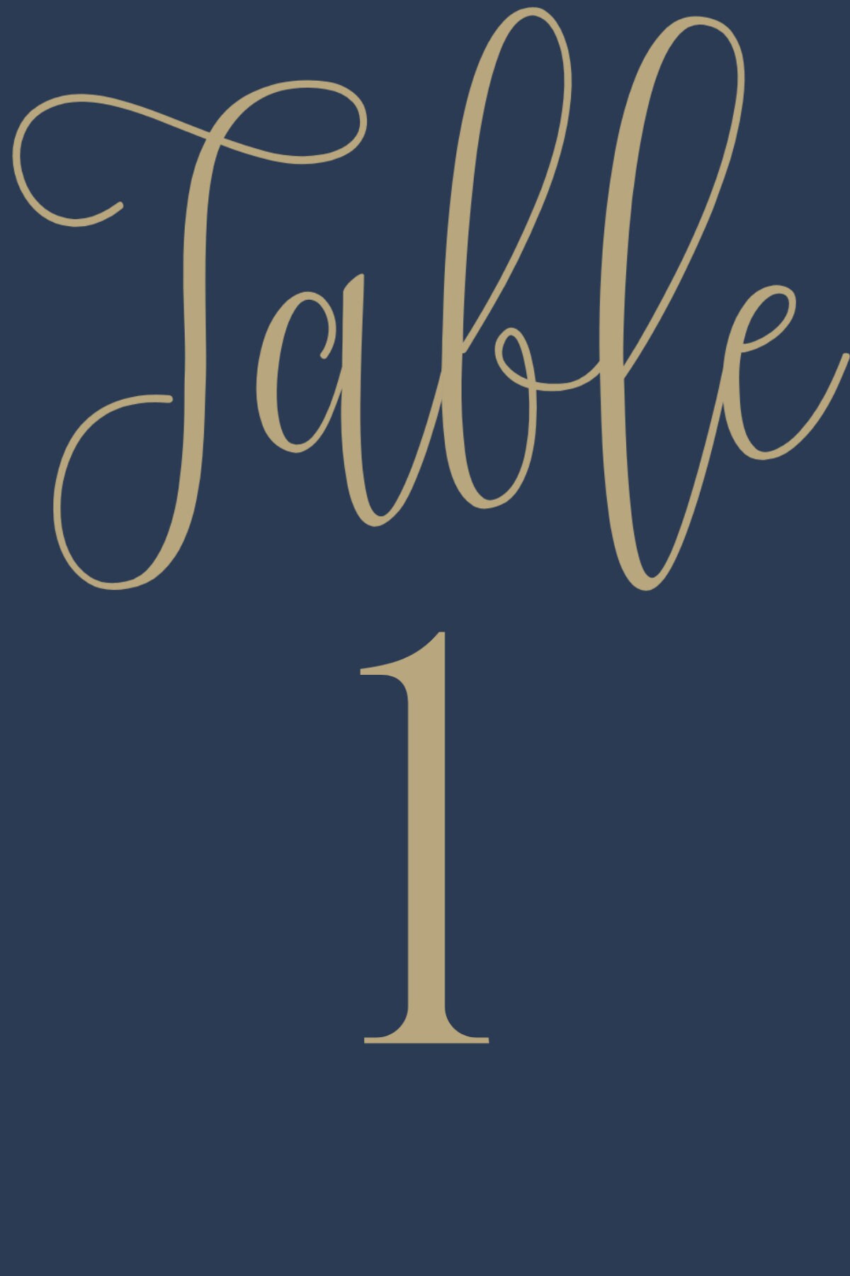 Blue and Gold Table Number Template Wedding Printable Navy | Etsy