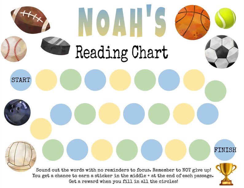 Reading Reward Chart for Kids Printable Reading Chart - Etsy