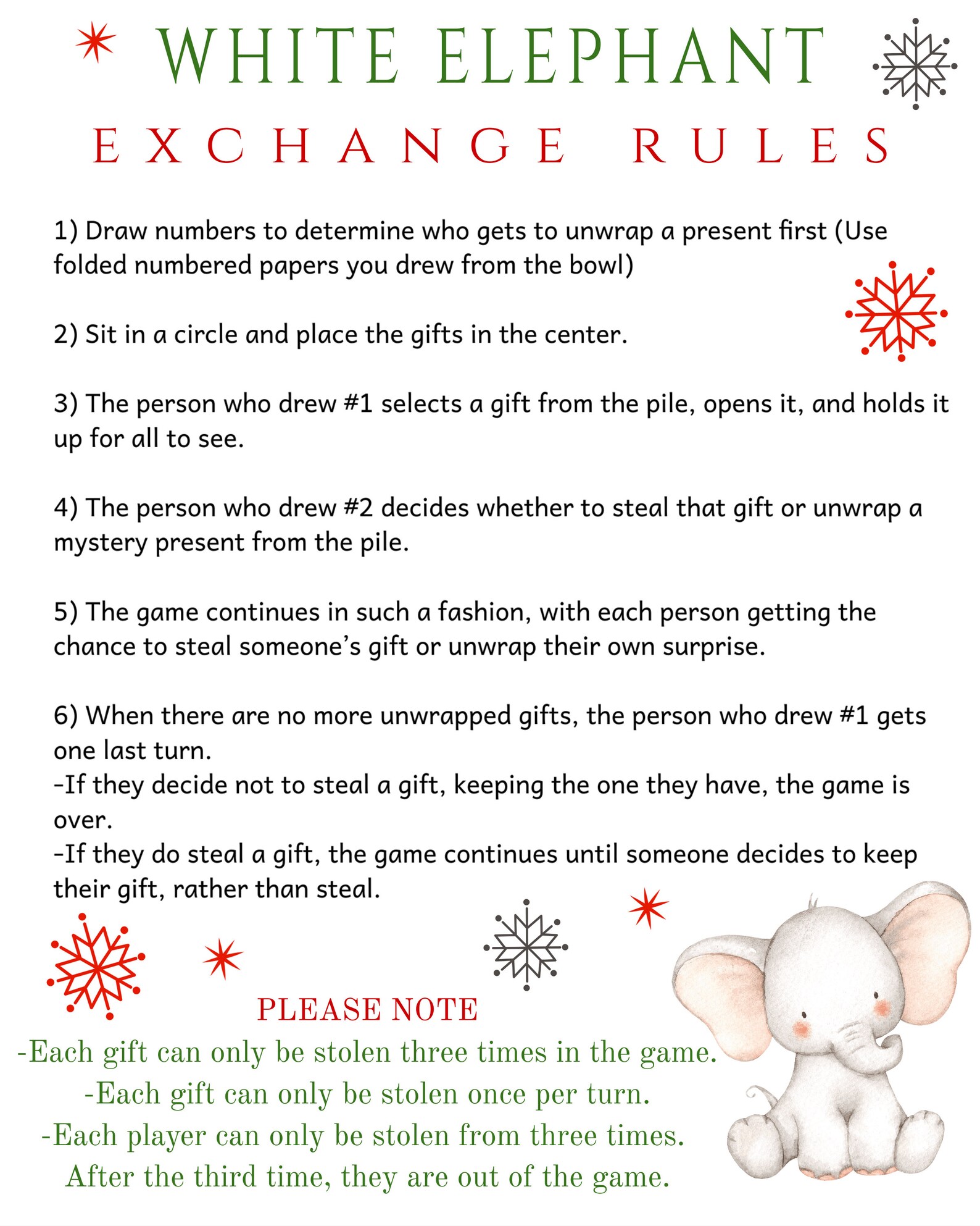 White Elephant Gift Exchange Party Template Set, Gift Exchange ...