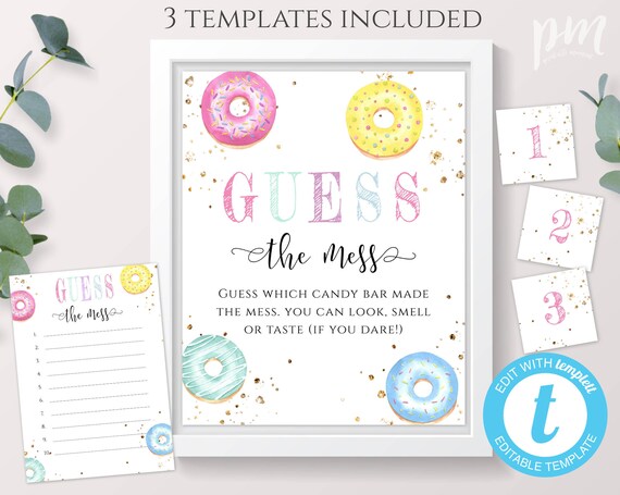 Guess the Mess Baby Shower Game Template Donuts and Diapers - Etsy Norway