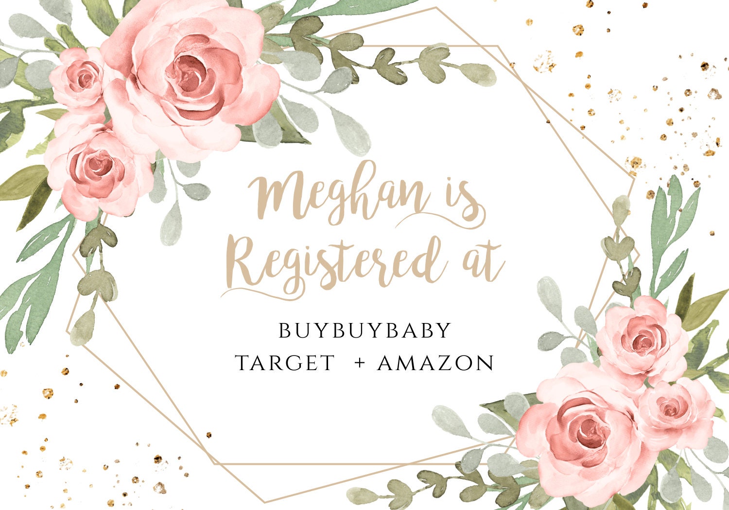 Registry Insert Card Template for Baby Shower Pink Floral - Etsy