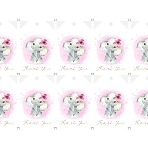 Pink Elephant Thank You Favor Tag Template, Girl Baby Shower Gift Tag ...