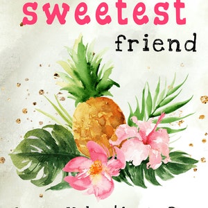 Pineapple Valentines Cards for Kids, Tropical Valentines Cards for ...