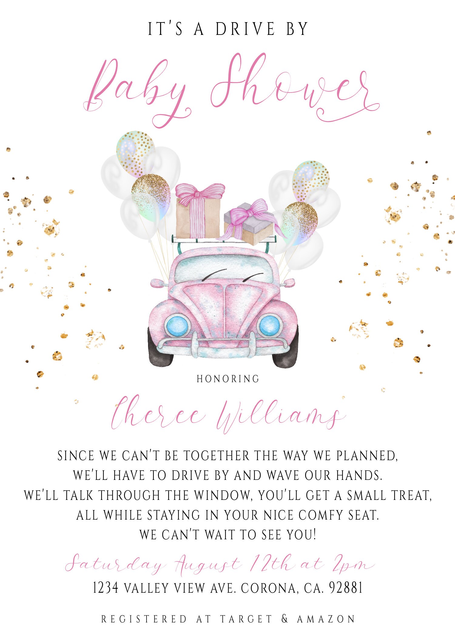 Pink Drive by Baby Shower Parade Invitation Template Editable - Etsy