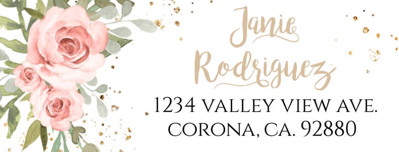 Pink Floral Address Label Template Blush Pink Return Address | Etsy