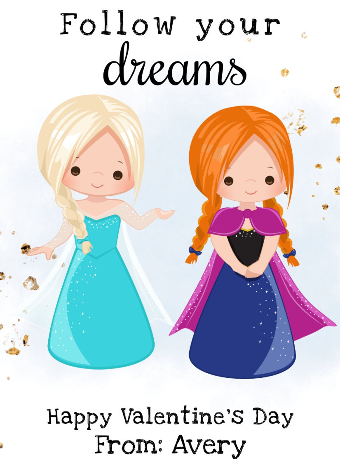 Princess Valentines Day Card Template Digital Valentines | Etsy