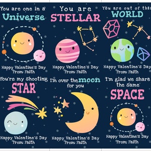 Planet Valentines Day Card Template, Space Valentines Cards for Kids ...