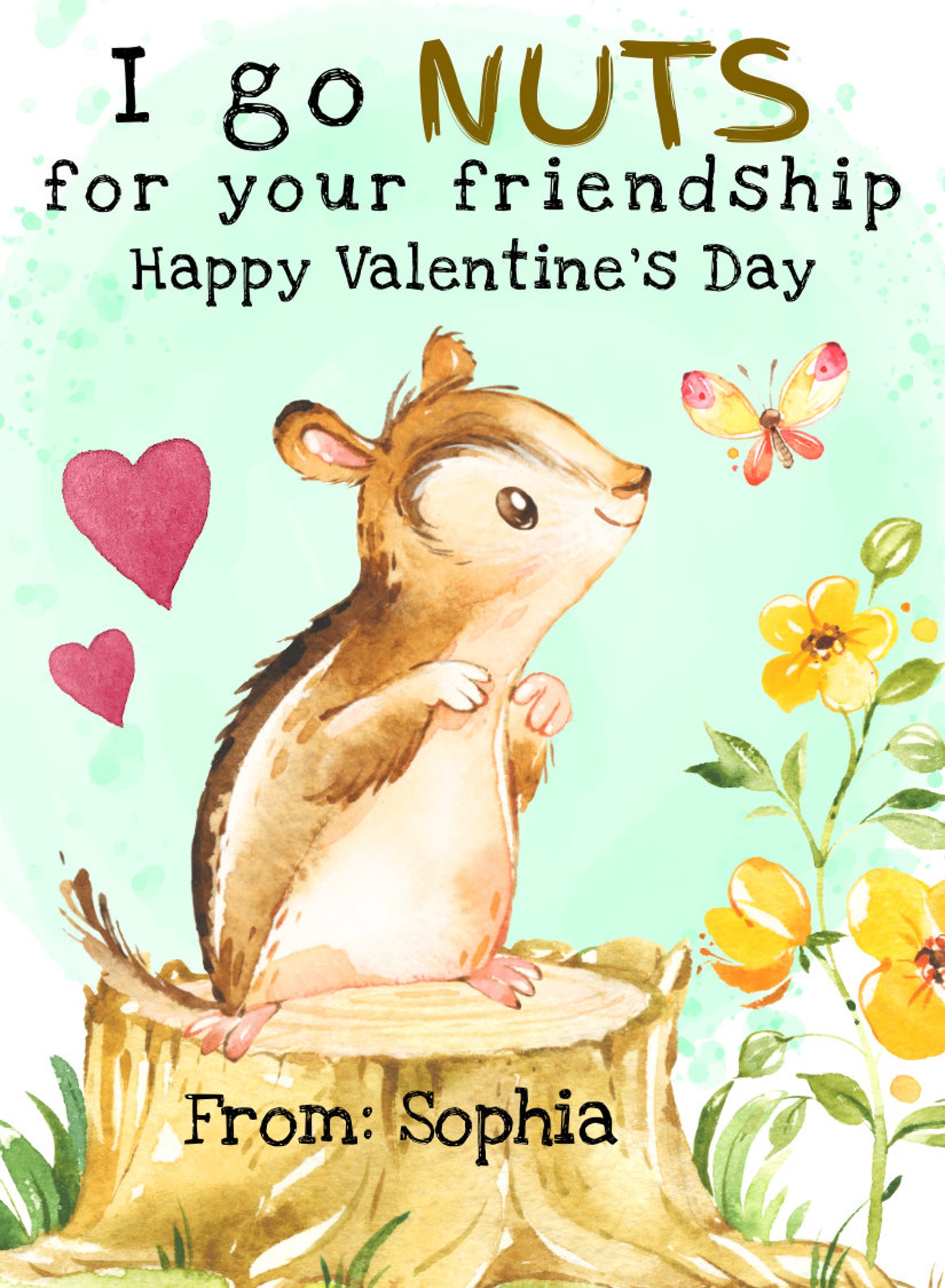 Woodland Animal Valentines Day Card Template, Forest Animal Valentines ...