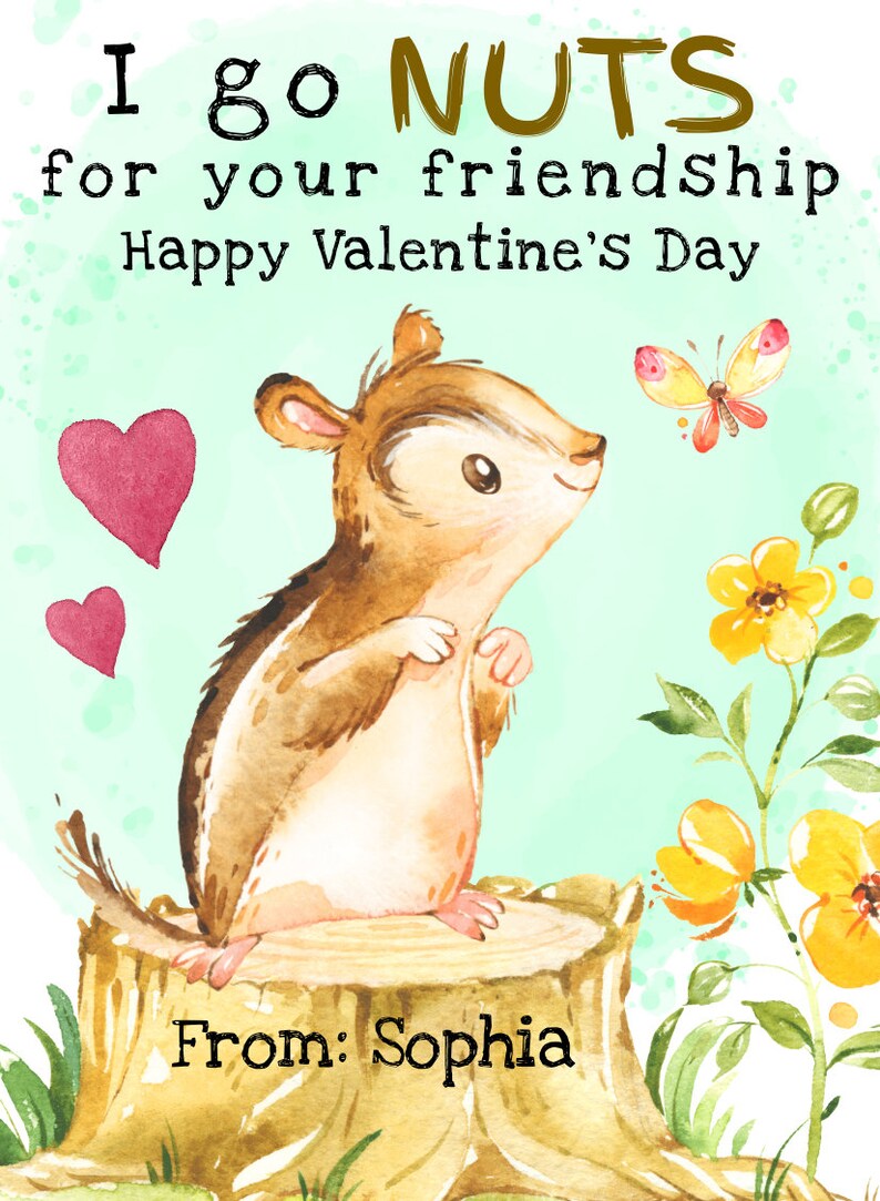 Woodland Animal Valentines Day Card Template Forest Animal - Etsy
