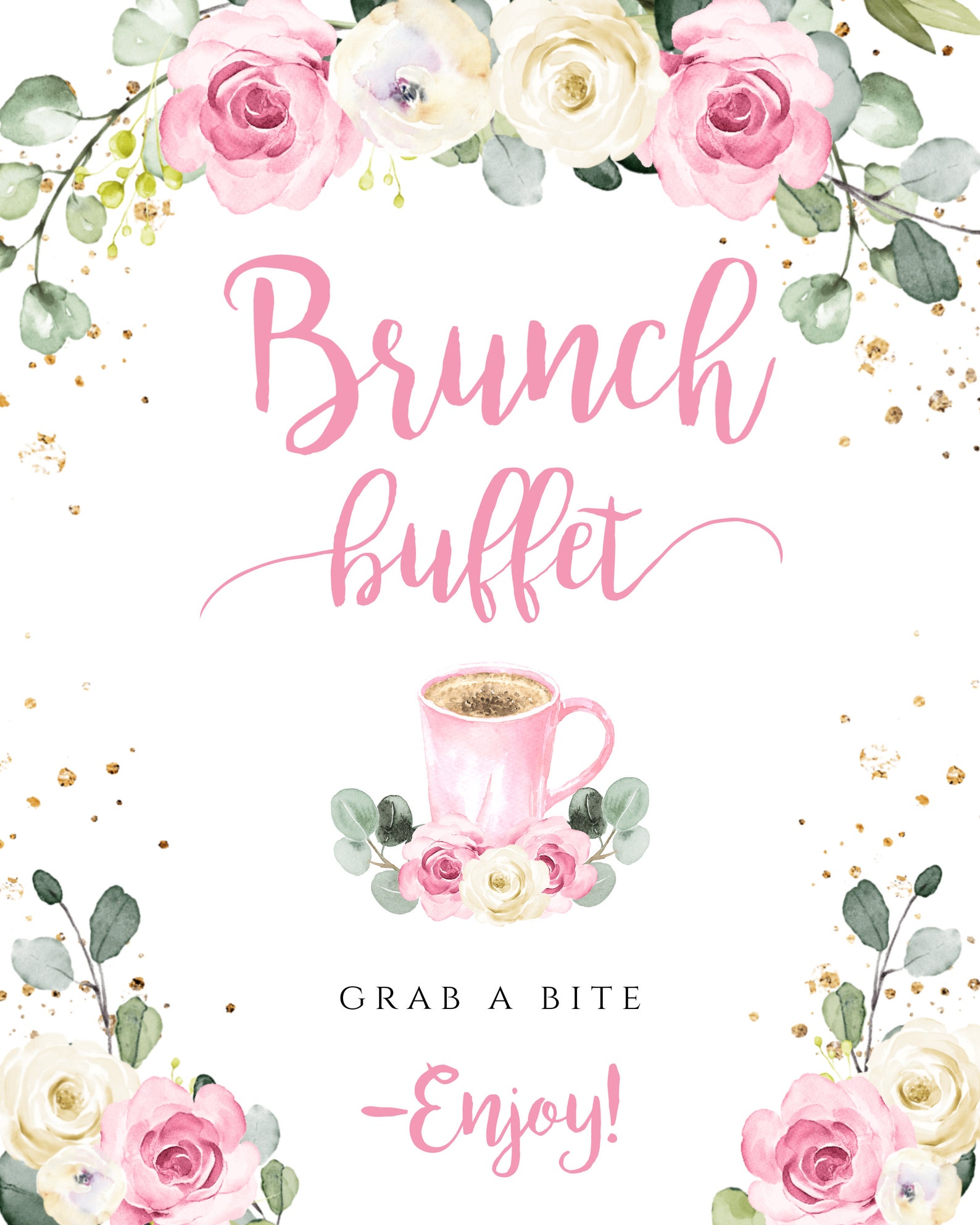 Pink Floral Brunch Buffet Sign Template Printable A Baby is - Etsy