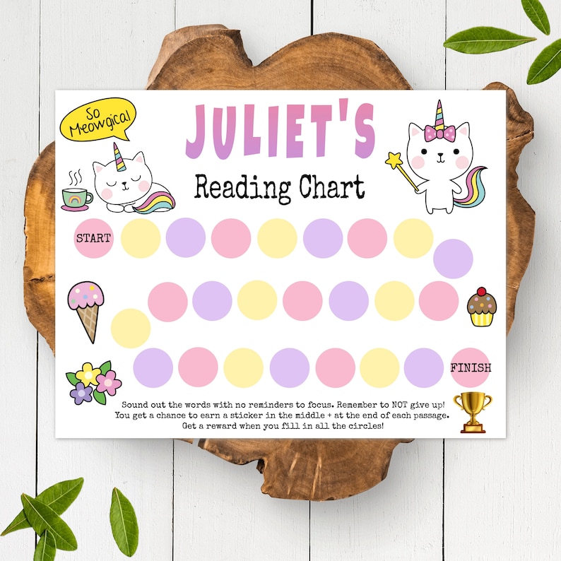 Reading Reward Chart for Kids Printable Reading Chart - Etsy Norway