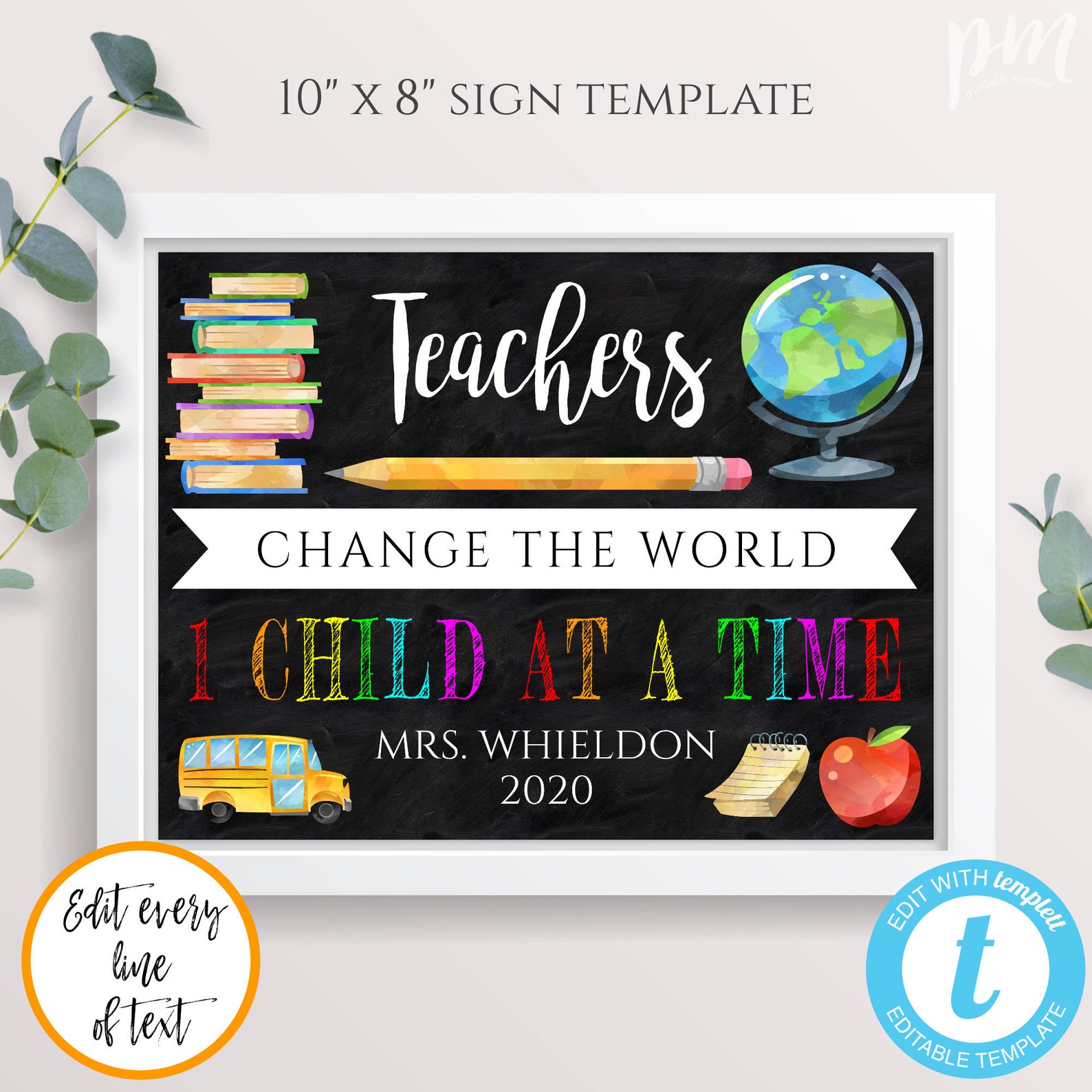 Teacher Appreciation Sign Template Gift for Teacher Thank You - Etsy