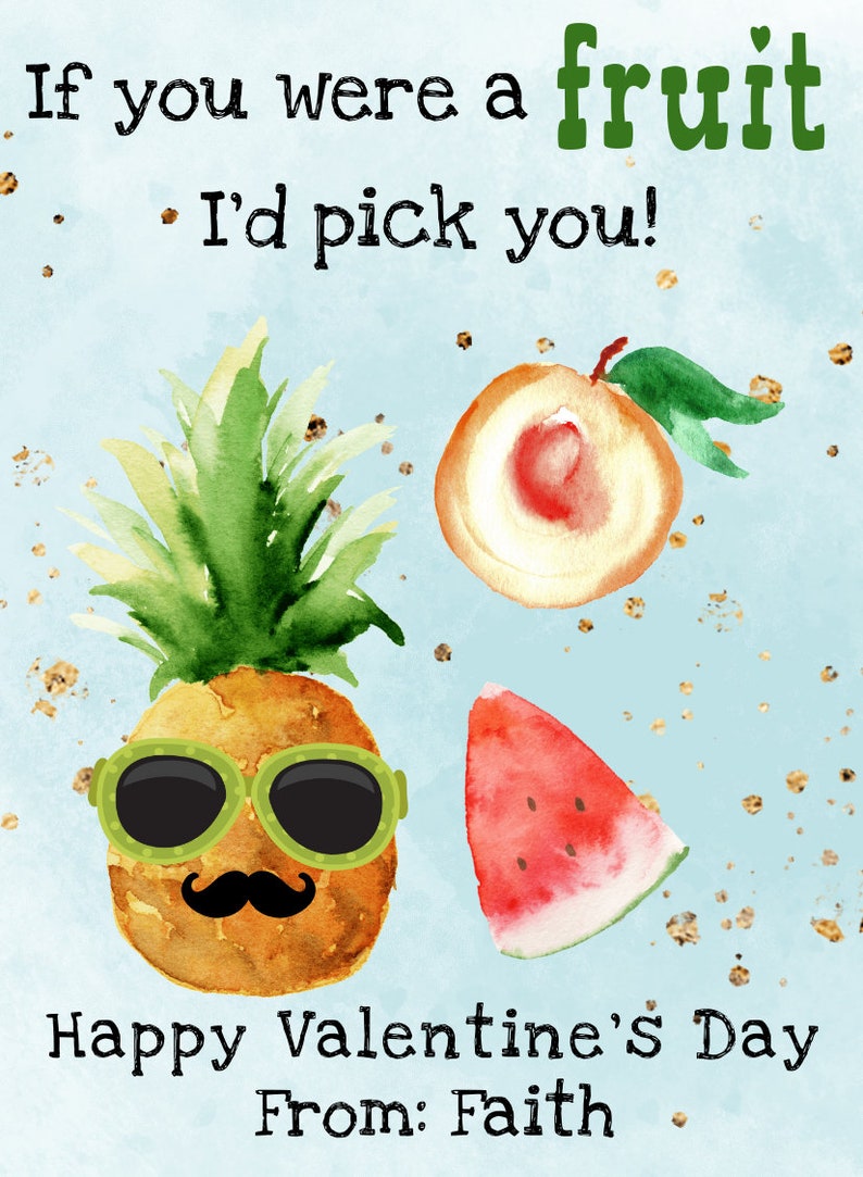 Pineapple Valentines Cards for Kids Tropical Valentines Cards | Etsy