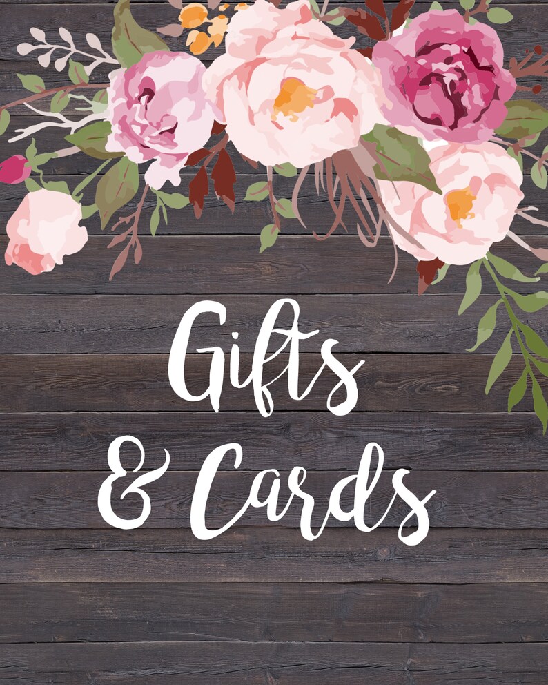 Rustic Cards and Gifts Sign Template, Gifts and Cards Wedding Sign ...