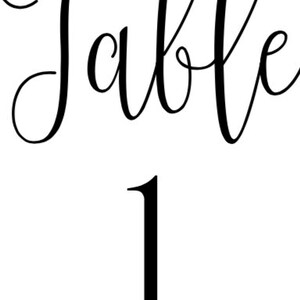 Printable Wedding Number Template, Calligraphy Table Number Cards ...