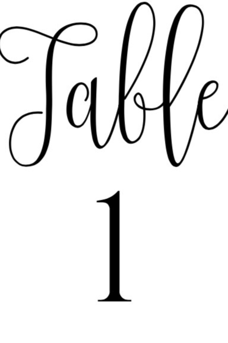 Printable Wedding Number Template, Calligraphy Table Number Cards ...