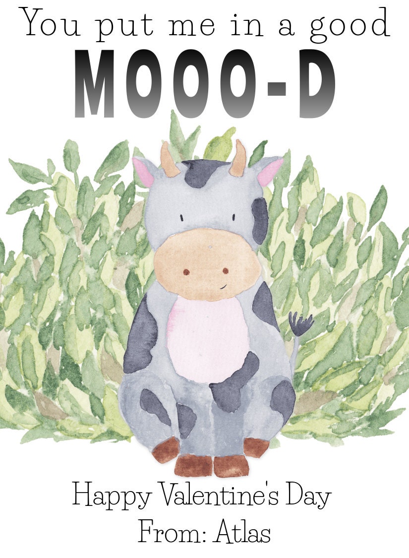 Farm Valentine Card Template Barn Yard Animal Valentines - Etsy