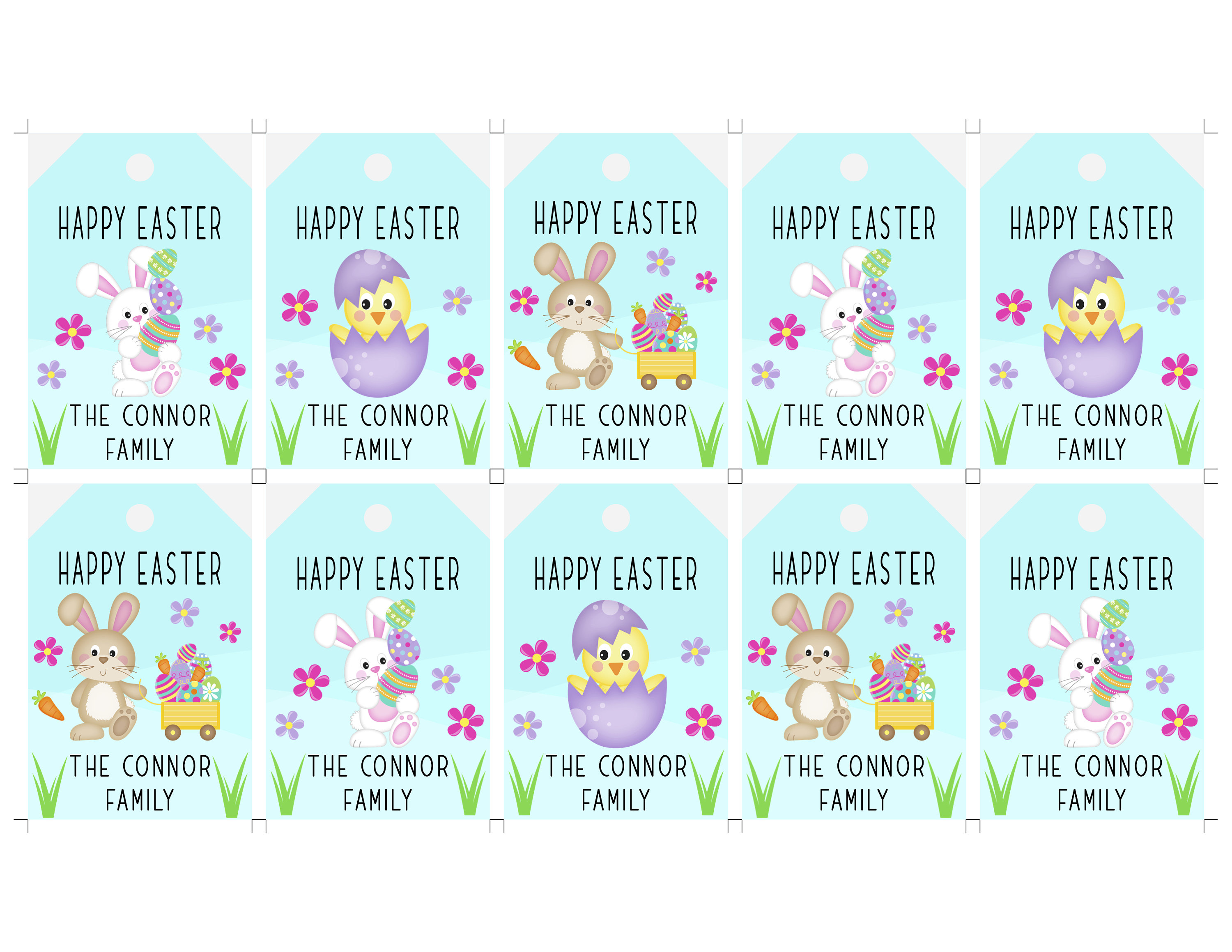 Happy Easter Favor Tag Template, Easter Bunny Tag Personalized ...