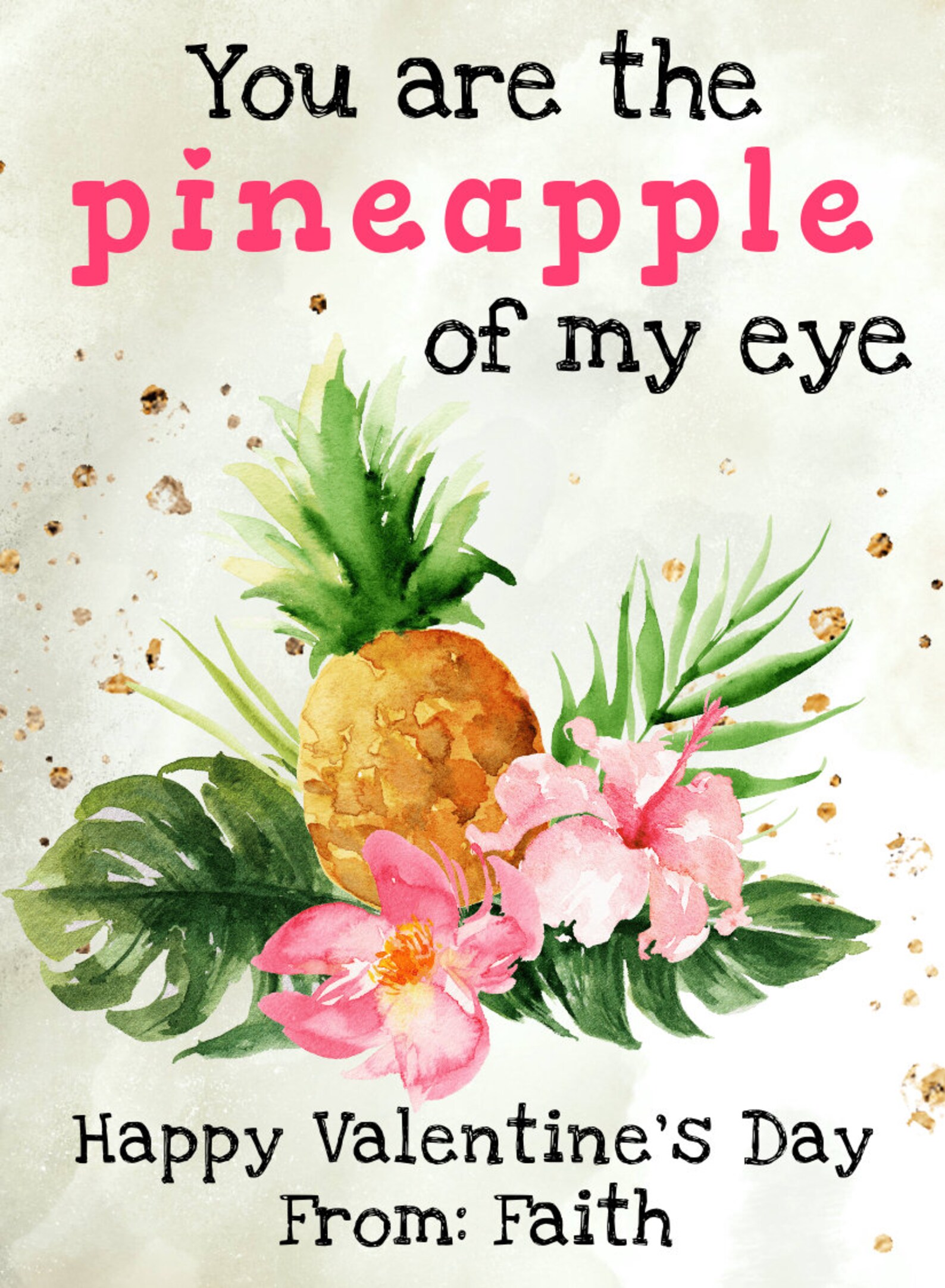 Pineapple Valentines Cards for Kids Tropical Valentines Cards | Etsy