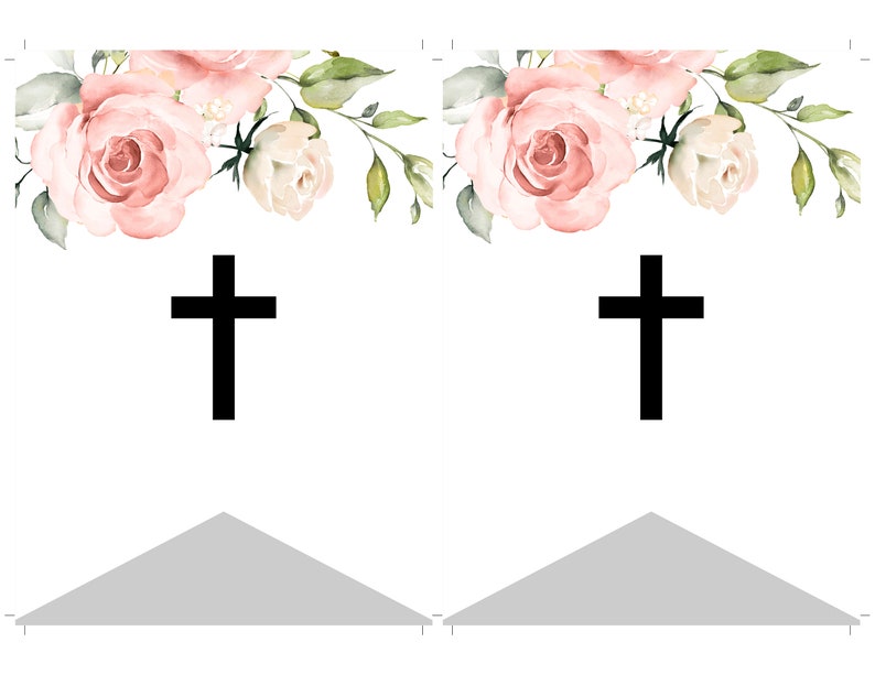 Pink Floral God Bless Banner Template Bunting Flag Banner | Etsy