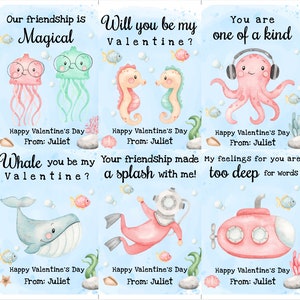 Ocean Valentines Day Card Template, Beach Valentines Cards for Kids ...