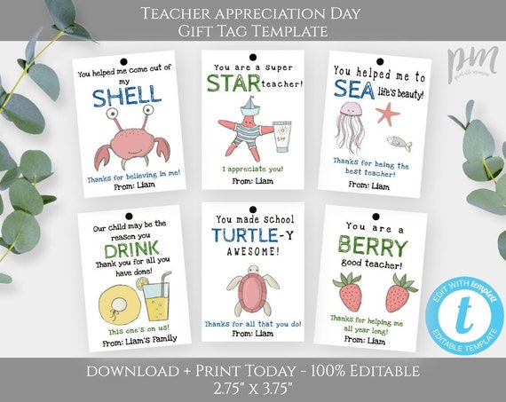 End of the Year Teacher Gift Tag Template Teacher | Etsy