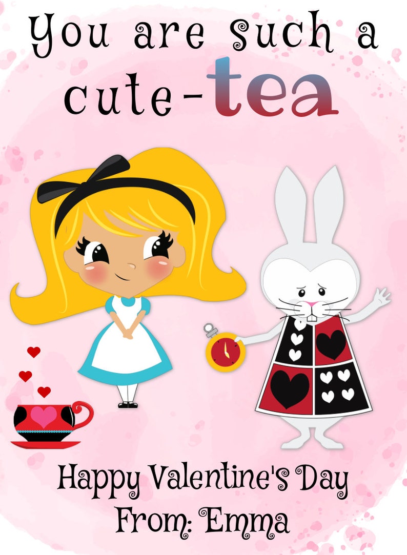 Tea Party Valentines Day Card Template, Valentines Cards for Kids ...