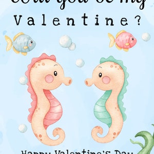 Ocean Valentines Day Card Template, Beach Valentines Cards for Kids ...