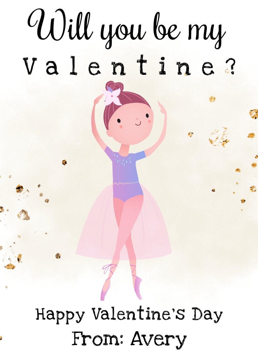 Ballet Valentines Day Card Template, Ballet Valentines Cards for Kids ...