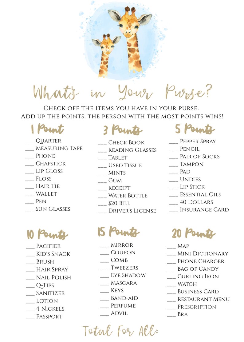 Blue Giraffe Baby Shower Game Bundle Template Set Giraffe - Etsy