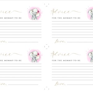 Pink Elephant Baby Shower Keepsakes, Wishes for Baby Advice for Mommy ...