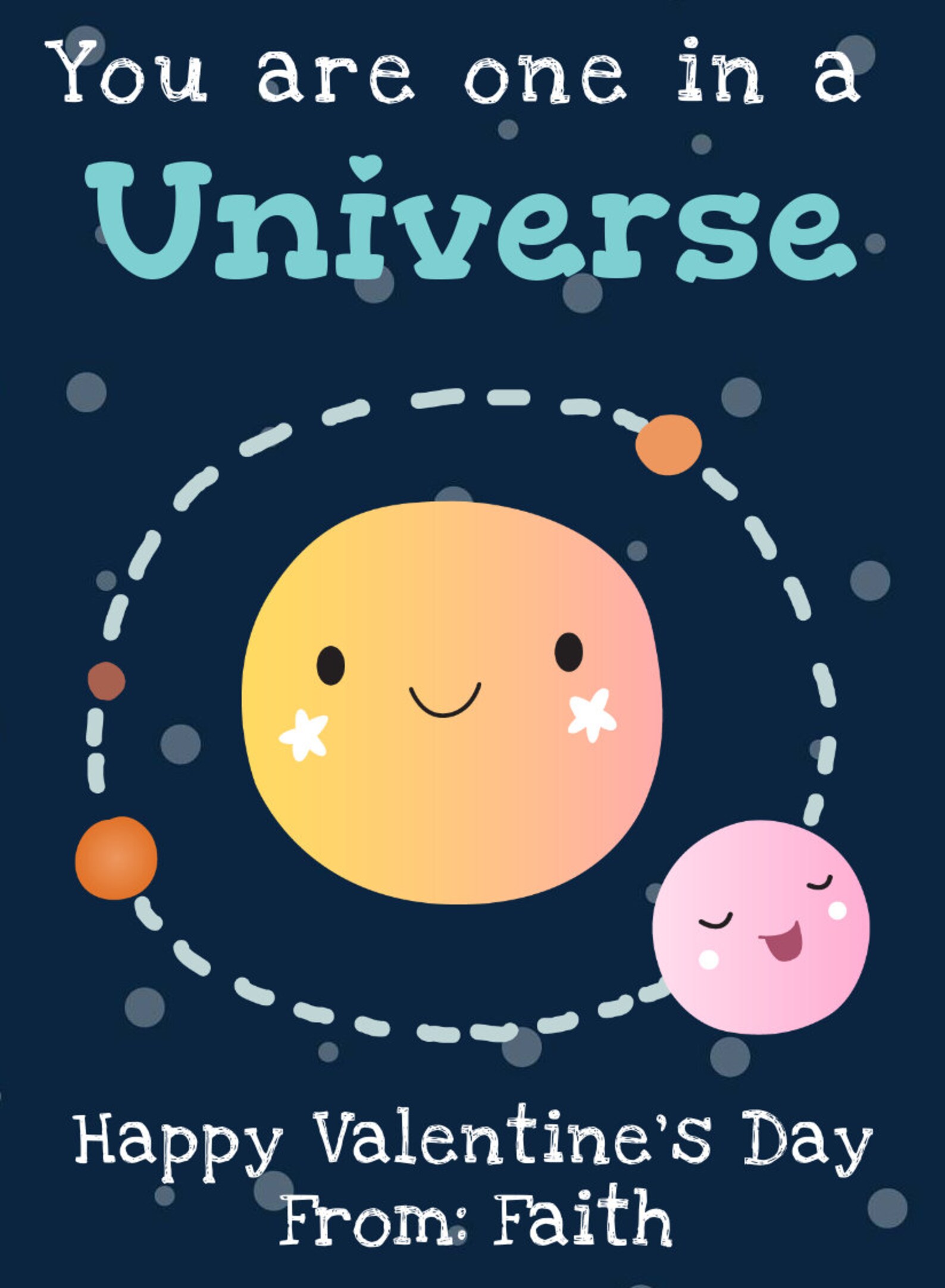 Planet Valentines Day Card Template Space Valentines Cards | Etsy