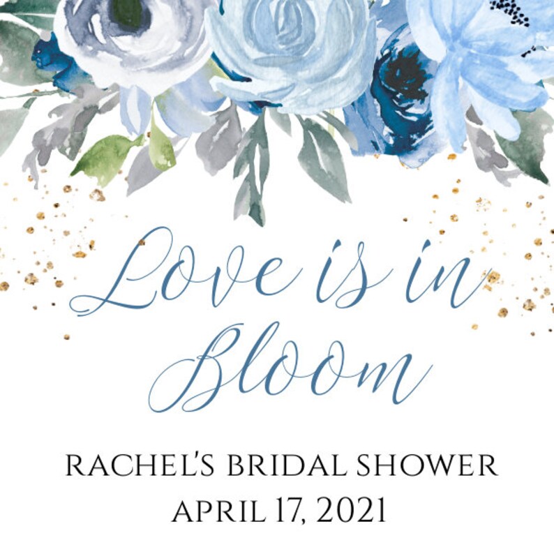 Blue Floral Love is in Bloom Favor Tags Template Set, Thank You Tag for ...