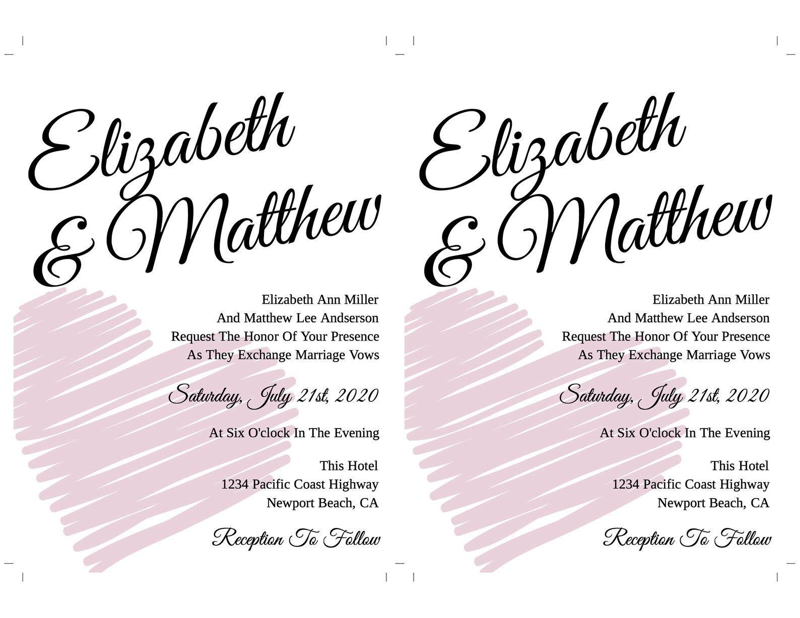 Heart Wedding Invitation Template Printable Invitation | Etsy