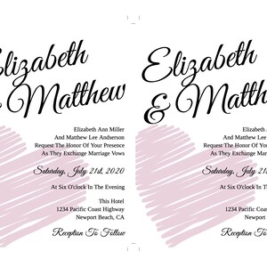 Heart Wedding Invitation Template, Printable Invitation, Instant ...