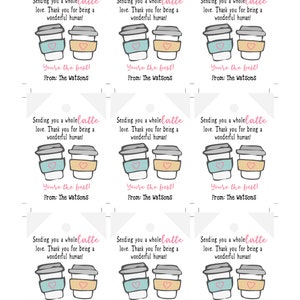We Miss You a Latte Coffee Gift Tag Template, Quarantine Treat Tag ...