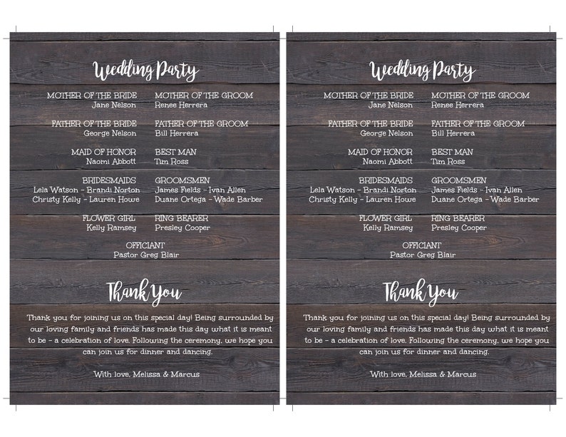 Rustic Floral Wedding Program Template DIY Wedding Program - Etsy