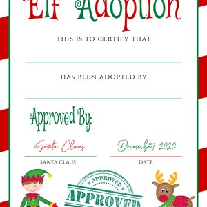 Elf Adoption Certificate Template, Editable Christmas Letter, Printable ...