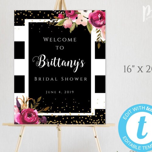 Bridal Shower Welcome Kate Sign Template 24x36 - Etsy