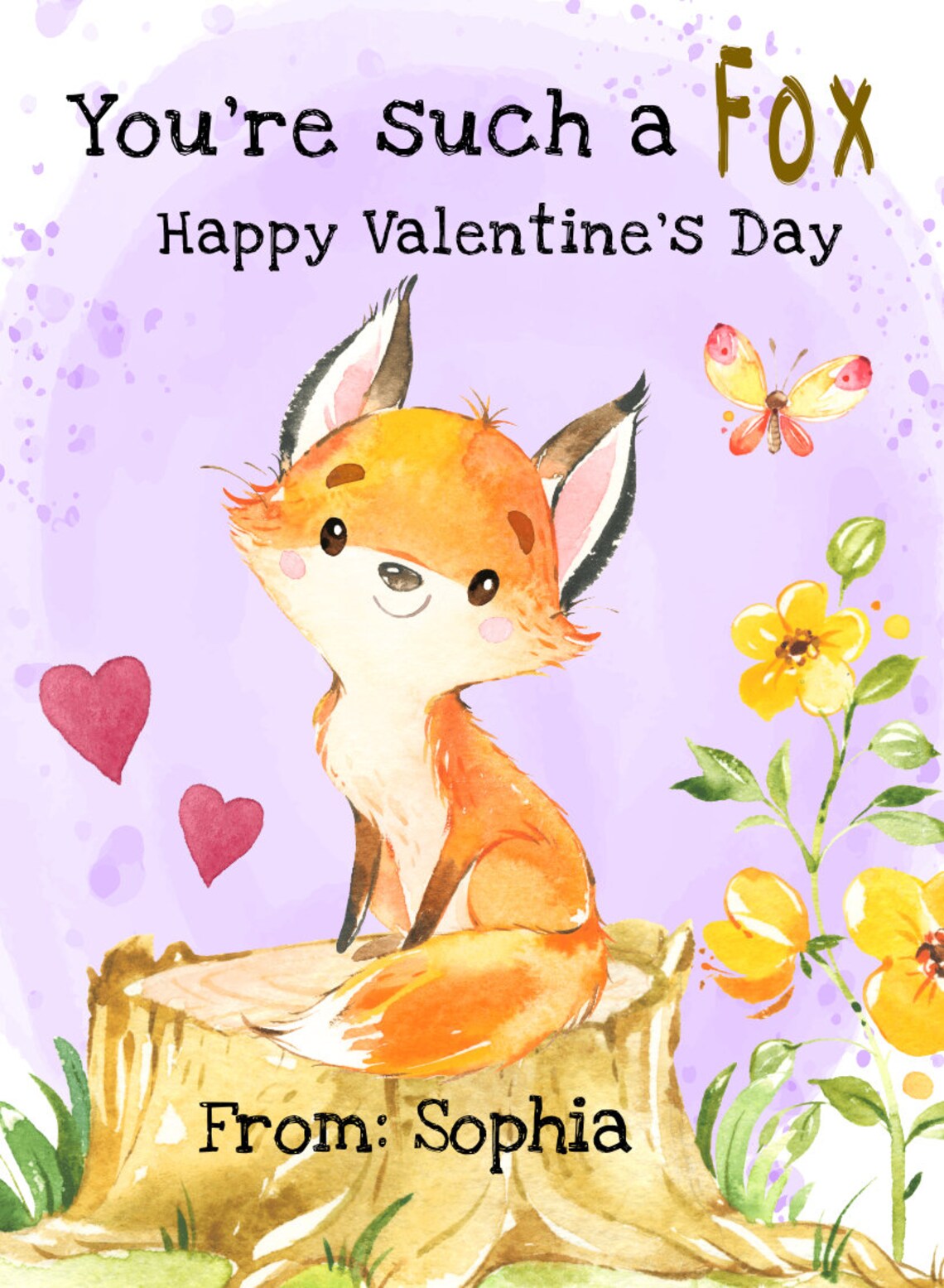 Woodland Animal Valentines Day Card Template Forest Animal | Etsy