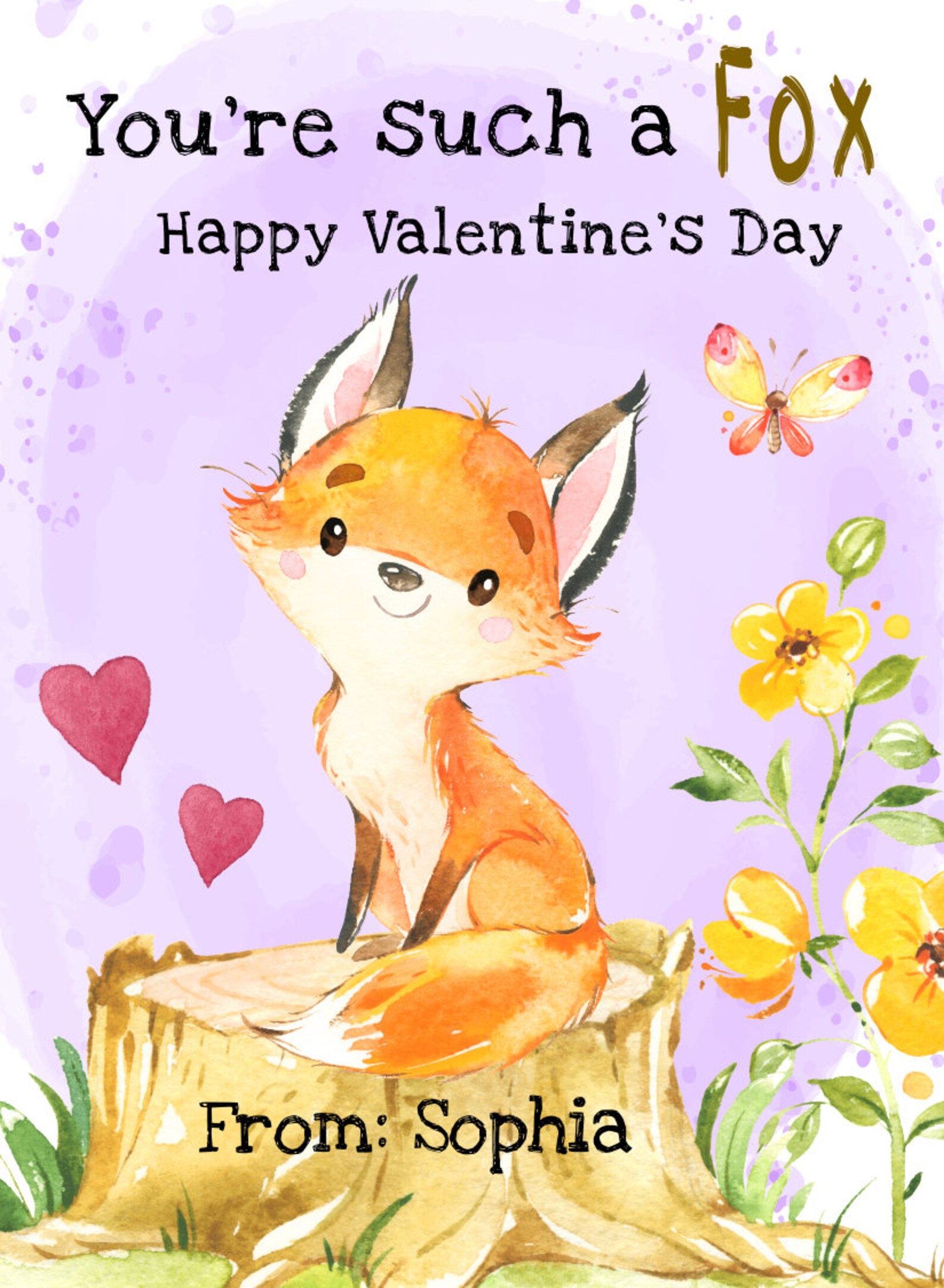 Woodland Animal Valentines Day Card Template Forest Animal - Etsy