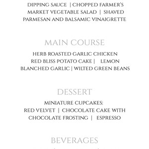 Silver Wedding Menu Printable Template, Printable Menu, Wedding Menu ...