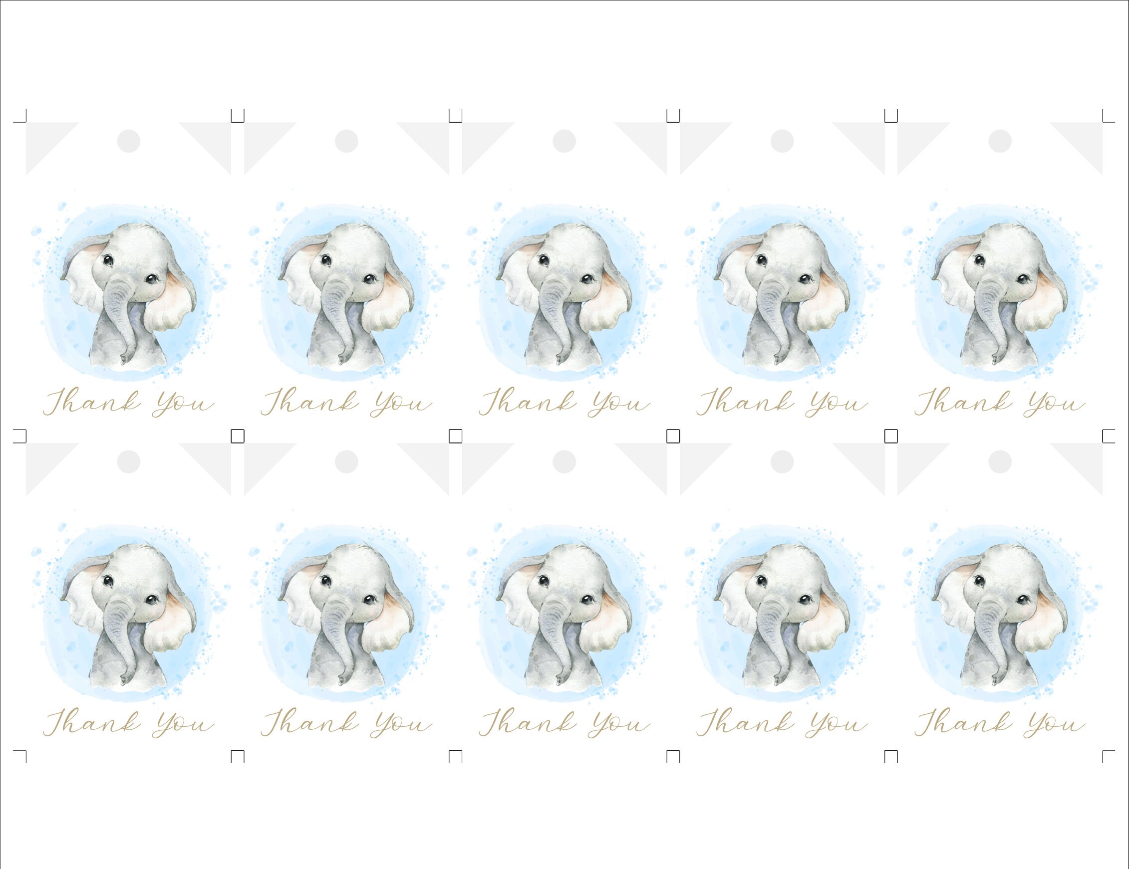 Blue Elephant Thank You Favor Tag Template Boy Baby Shower | Etsy
