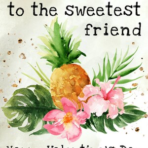 Pineapple Valentines Cards for Kids, Tropical Valentines Cards for ...