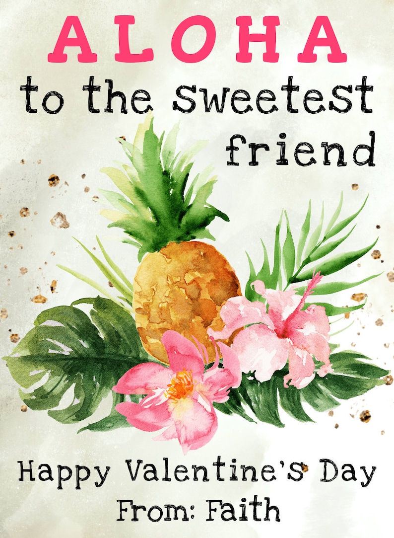 Pineapple Valentines Cards for Kids, Tropical Valentines Cards for ...