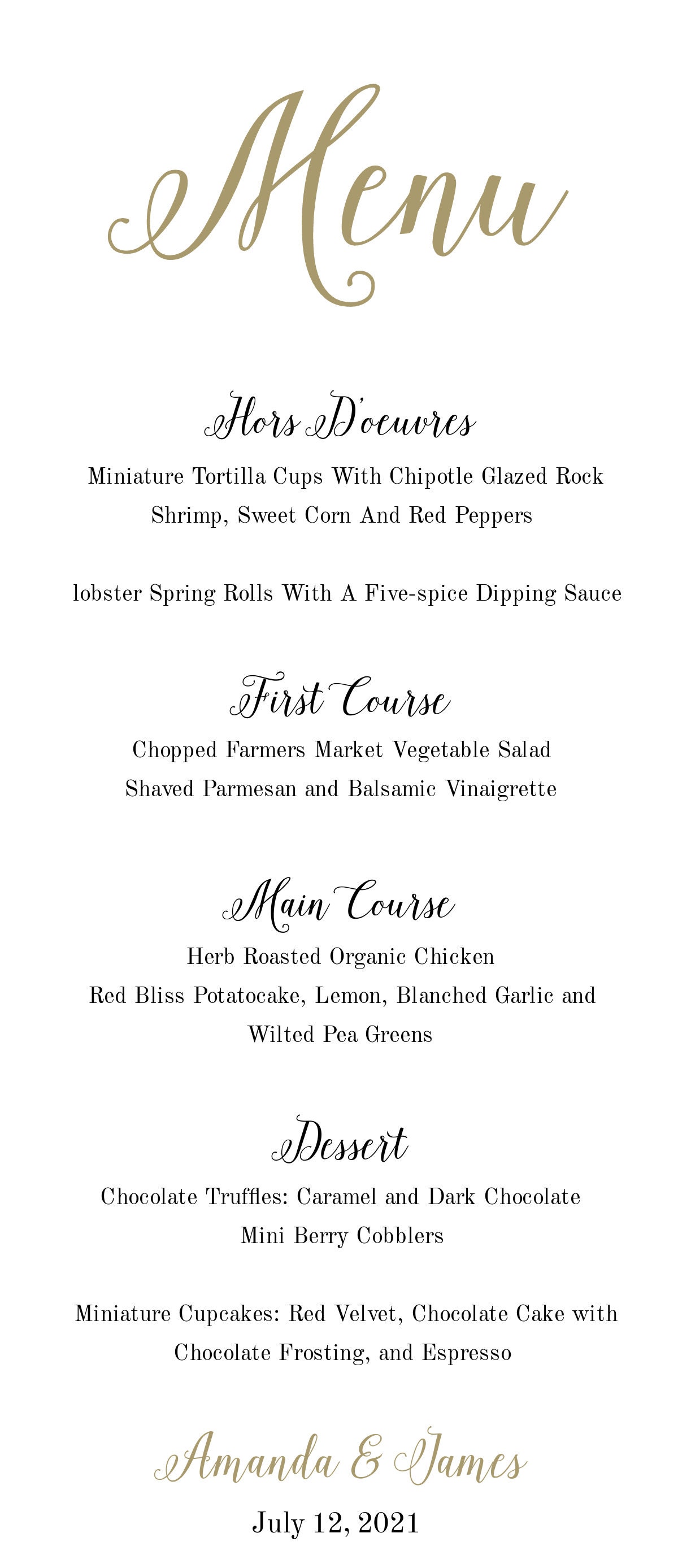 Printable Wedding Menu Template Printable Menu Wedding | Etsy