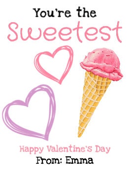 Ice Cream Valentines Day Card Template Ice Cream Valentines - Etsy