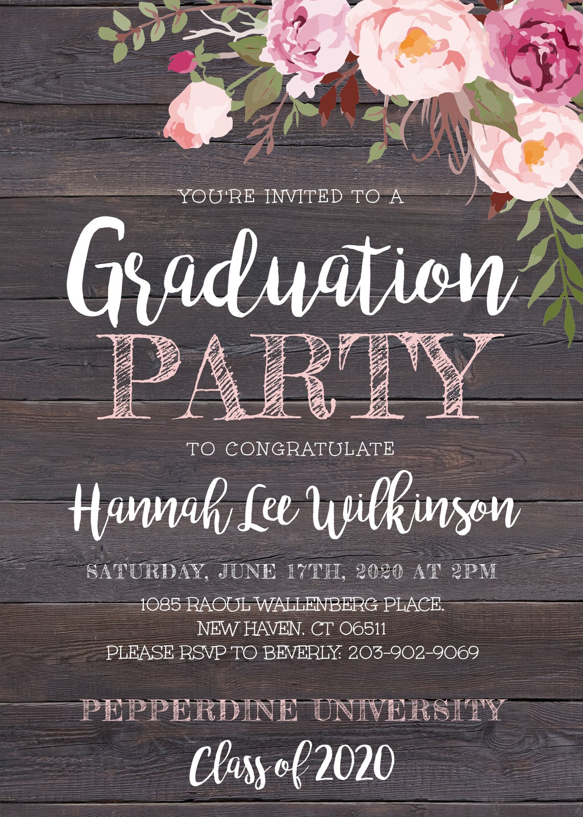 Rustic Floral Graduation Invitation Template Graduation Party - Etsy
