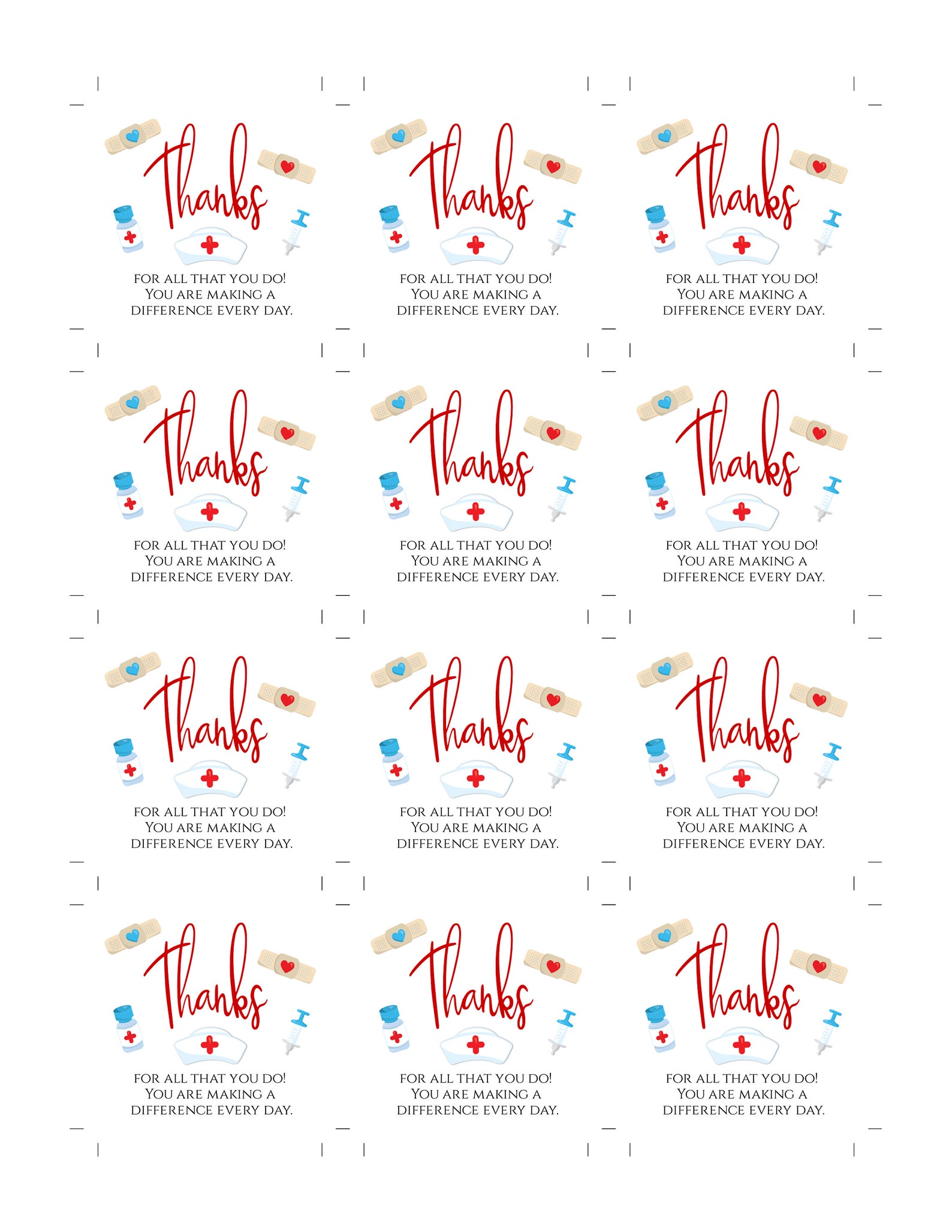 Nurse Gift Tag Editable Template, Frontline Worker Well Wishes ...